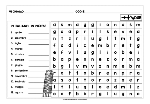 ITALIAN MONTHS SEASONS WORD SEARCHES | Teaching Resources