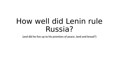 How well did Lenin rule Russia? | Teaching Resources