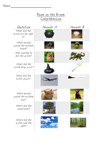Room on the Broom Comprehension | Teaching Resources