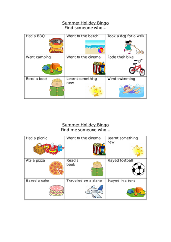Summer Holiday Bingo | Teaching Resources