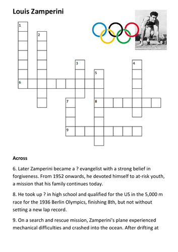 Louis Zamperini Crossword | Teaching Resources