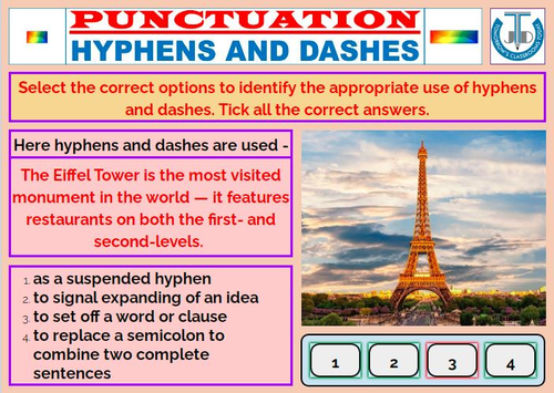 HYPHENS AND DASHES - PUNCTUATION: 36 BOOM CARDS | Teaching Resources