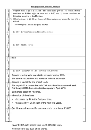 N5 Apps of Maths - Finance PP Qs | Teaching Resources