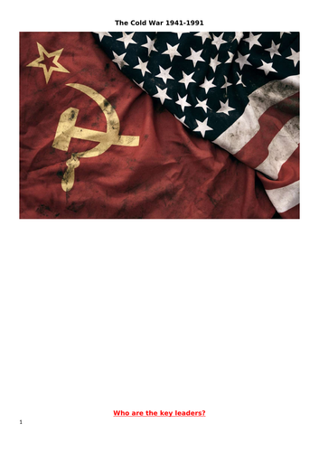 Edexcel The Cold War - Student Work Booklet | Teaching Resources