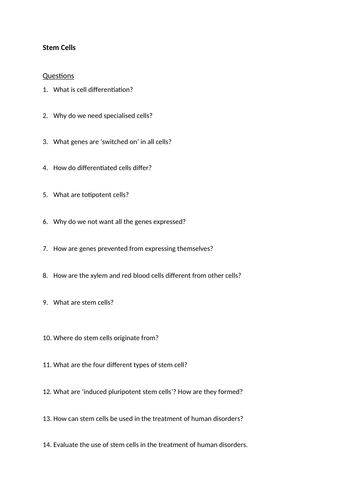 Stem Cells | Teaching Resources