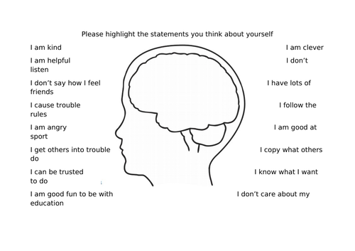 How do you see yourself worksheet | Teaching Resources