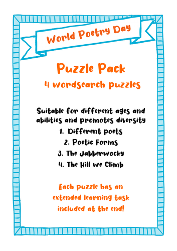 World Poetry Day Puzzle Pack 21st March | Teaching Resources
