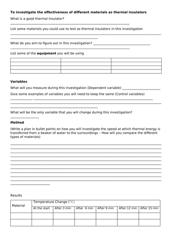 Science investigation worksheets | Teaching Resources
