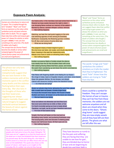 Power and Conflict Anthology: Exposure Poem Analysis | Teaching Resources