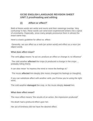 ENGLISH LANGUAGE REVISION SHEET/ LESSON PLAN UNIT 2 proofreading and ...