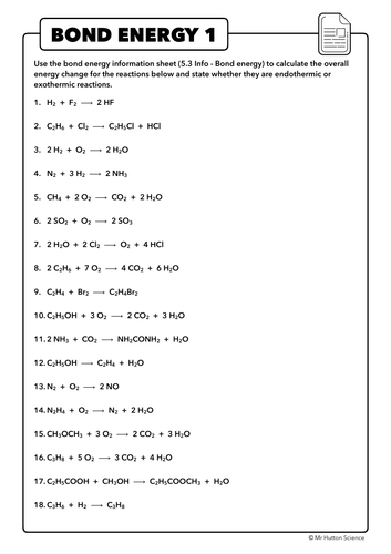 5.3 Bond Energy Calculations, AQA Chemistry | Teaching Resources