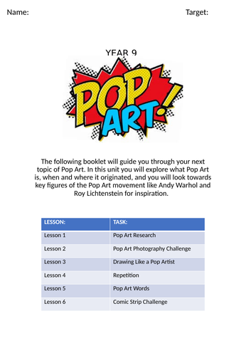 KS3 Pop Art Booklet | Teaching Resources
