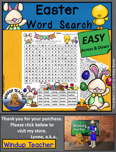 Easter Word Search | EASY | Teaching Resources