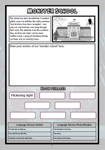 Creative Writing Booklet - Design Your Own Monster Quest - Gothic KS3 ...