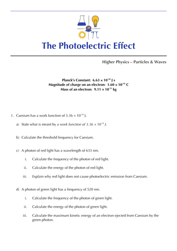 Photoelectric Effect - Questions | Teaching Resources