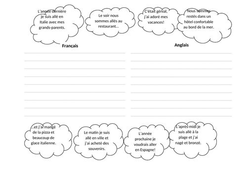Jigsaw Writing : Les Vacances | Teaching Resources