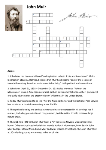 John Muir Activity Pack | Teaching Resources