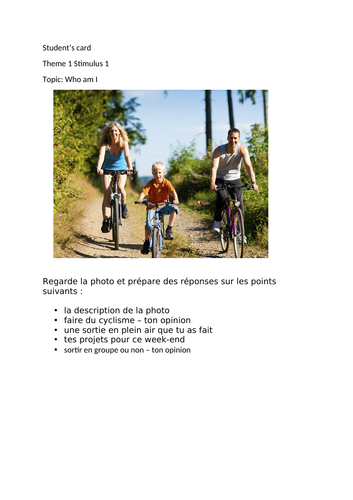 GCSE EDEXCEL FRENCH PHOTO CARDS FOUNDATION | Teaching Resources