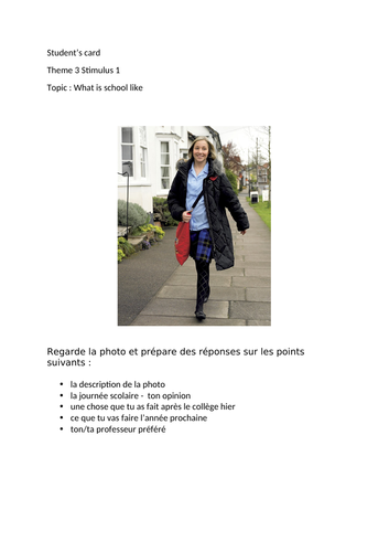 GCSE EDEXCEL FRENCH PHOTO CARDS FOUNDATION | Teaching Resources