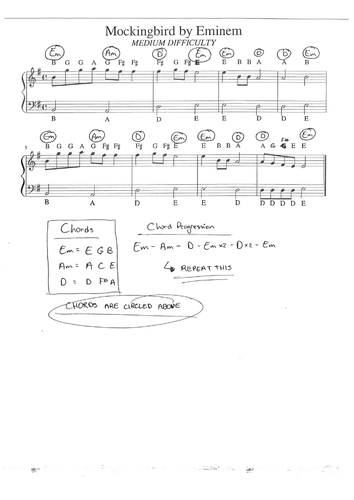 Mockingbird Eminem sheet music | Teaching Resources Mockingbird Eminem sheet music | Teaching Resources