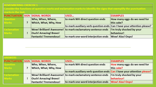QUESTION MARKS AND EXCLAMATION MARKS - PUNCTUATION: 17 GOOGLE SLIDES ...