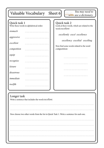 Valuable Vocabulary, Sheet 6 - great spelling practice. | Teaching ...