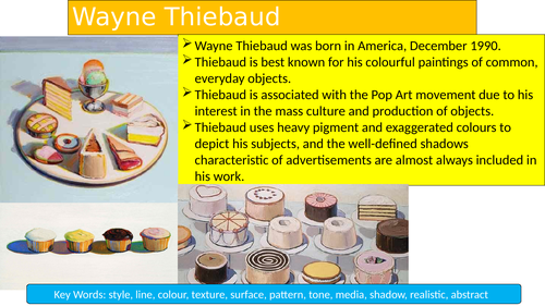 Wayne Thiebaud Oil Pastel Study Cakes, Food sweets Project | Teaching ...