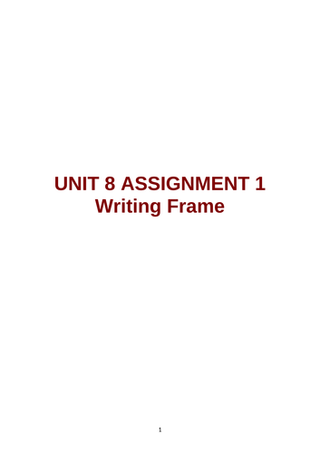 BTEC Level 3 Business Unit 8: Recruitment and Selection Process - Writing Frames & Assignment ...