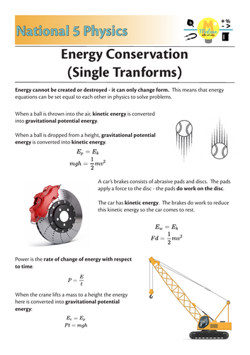 Energy Conservation (Work, Gravitational Potential, Kinetic) | Teaching ...