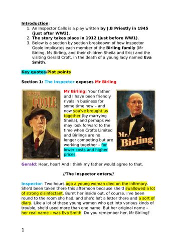 An Inspector Calls GCSE Workbook | Teaching Resources