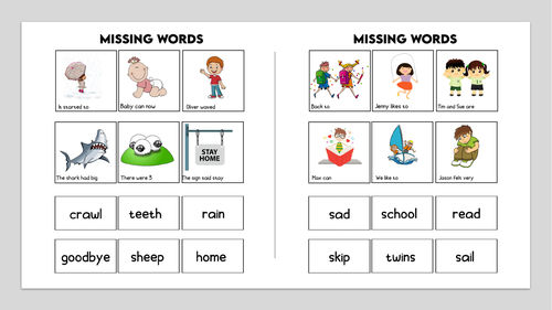 Missing Words worksheets KS1 | Teaching Resources