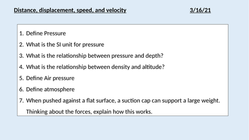 AQA GCSE Physics (4.5.6.1.1+2+3) Forces - Distance, displacement, speed ...