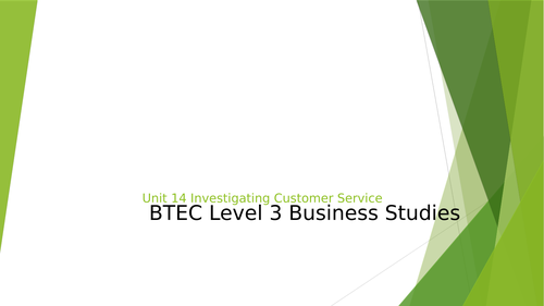 BTEC Business Level 3 - Unit 14 - Investigating Customer Service ...