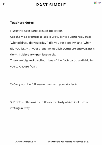 Past Simple Lesson Plan A1 Beginner | Teaching Resources