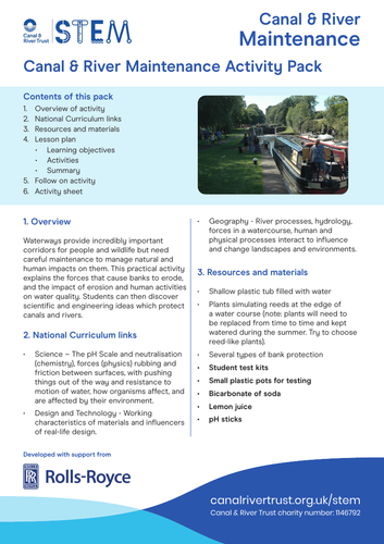 Canal & River Trust STEM: Canal & River Maintenance | Teaching Resources