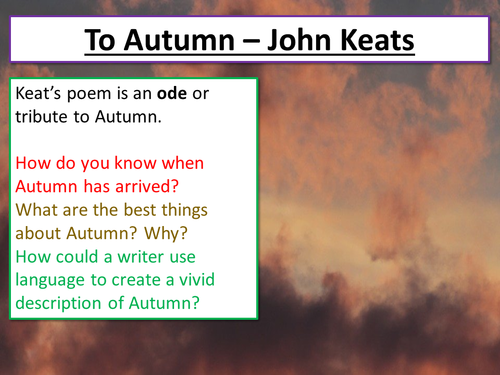 To Autumn John Keats | Teaching Resources