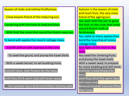 To Autumn John Keats | Teaching Resources