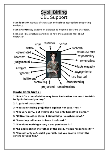 Focus on Sybil Birling - An Inspector Calls | Teaching Resources