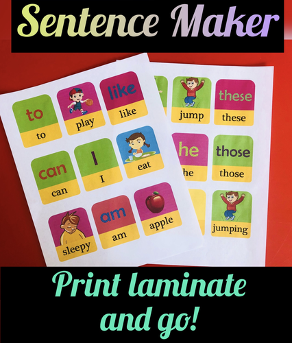 Emergent Reader Game | Visual Sentence Maker | Pack of 130+ Word Cards ...