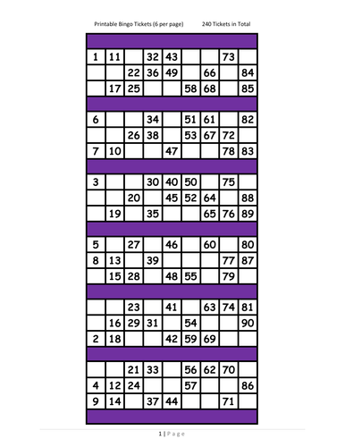 BINGO TICKETS | Teaching Resources