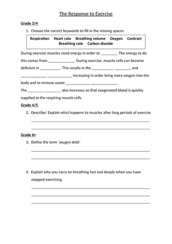 Bioenergetics graded worksheets | Teaching Resources
