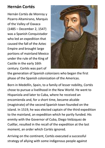 Hernán Cortés Handout | Teaching Resources