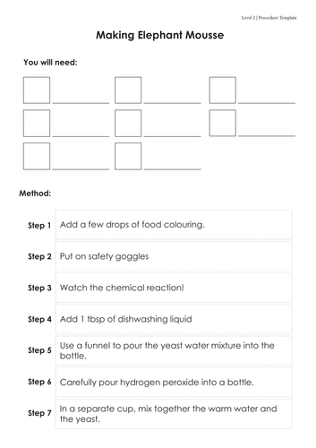 Chemical Reaction Activity and Procedure Writing | Teaching Resources