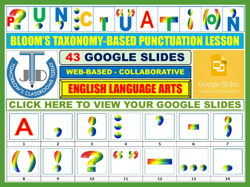 PUNCTUATION - CONVENTIONAL SIGNS IN ENGLISH GRAMMAR: 43 GOOGLE SLIDES ...