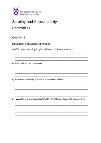 Scrutiny and Accountability - Committees | Teaching Resources