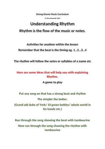Ks1 Music lessons 'rhythm' session 2 | Teaching Resources