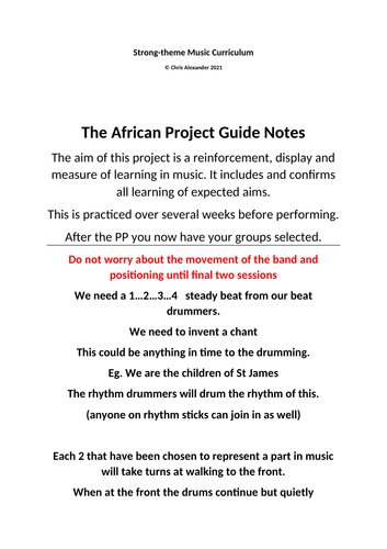 Ks1 Music lessons 'African Project' Measure progress with performance ...