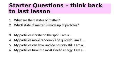 Year 7 particles Lessons (7G Exploring Science) | Teaching Resources