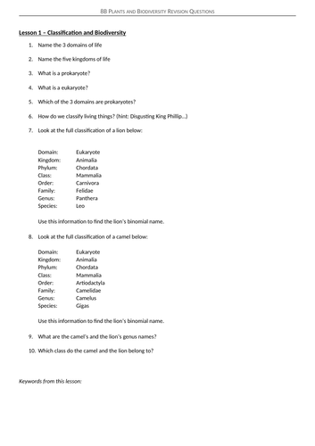 Year 8 Plants and biodiversity lessons (8B Exploring science ...