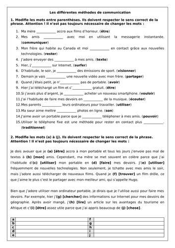 French Internet, technology, les nouvelles technologies (4 worksheets ...